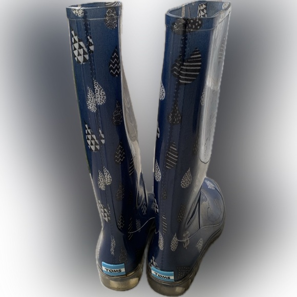 Toms | Shoes | Toms Rain Boot With Rain Drops Navy Blue Water Resistant ...